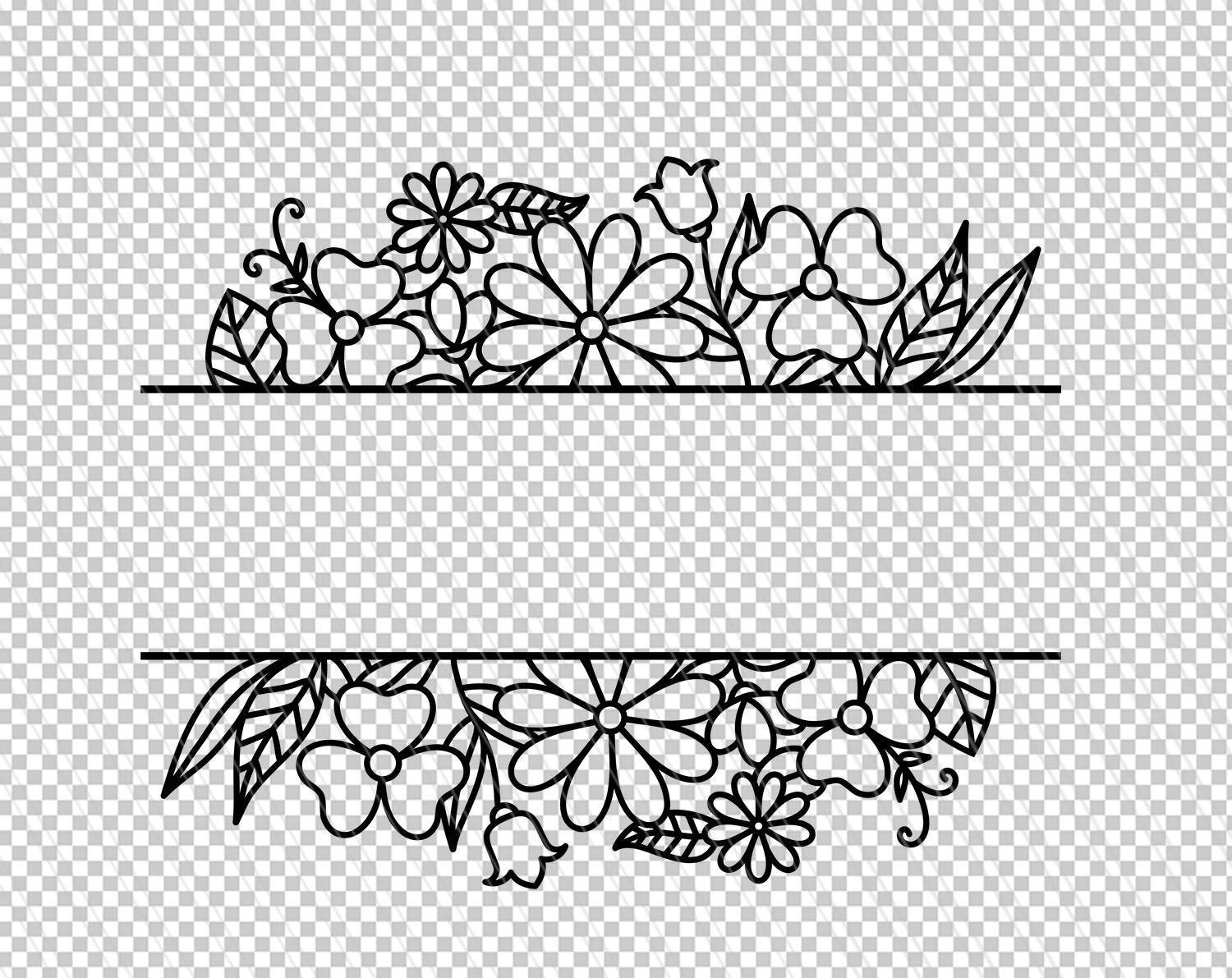 Flower Border Svg Flower Svg Floral Monogram Svg Flower | Etsy