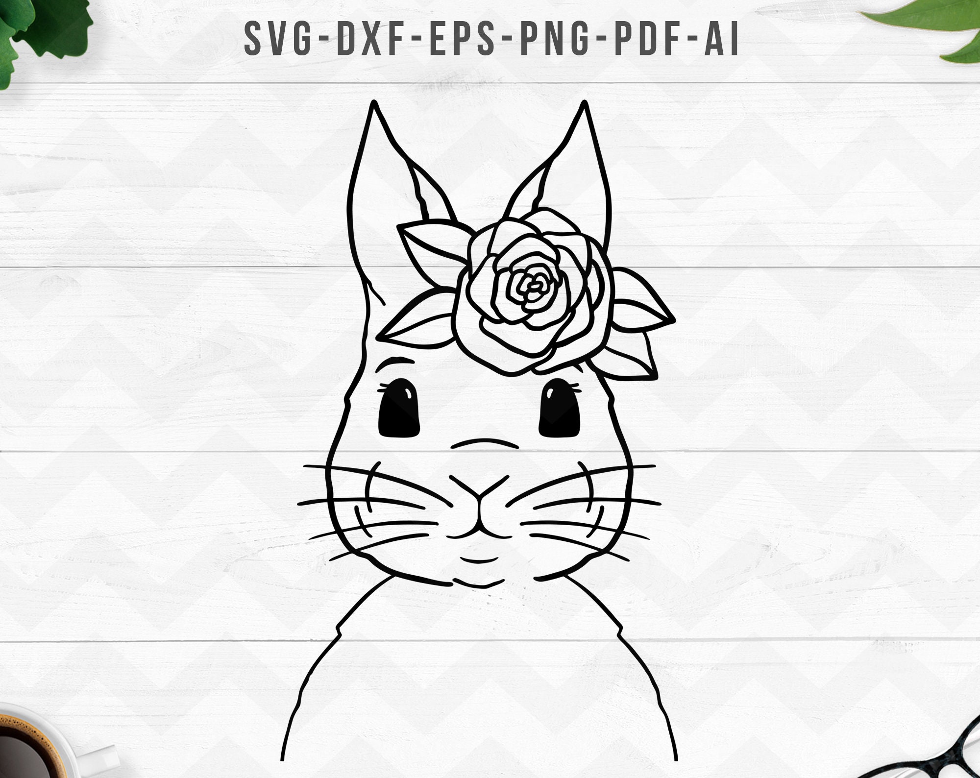 Bunny Svg Cute Bunny With Flowers Svg Rabbit With Flowers - Etsy