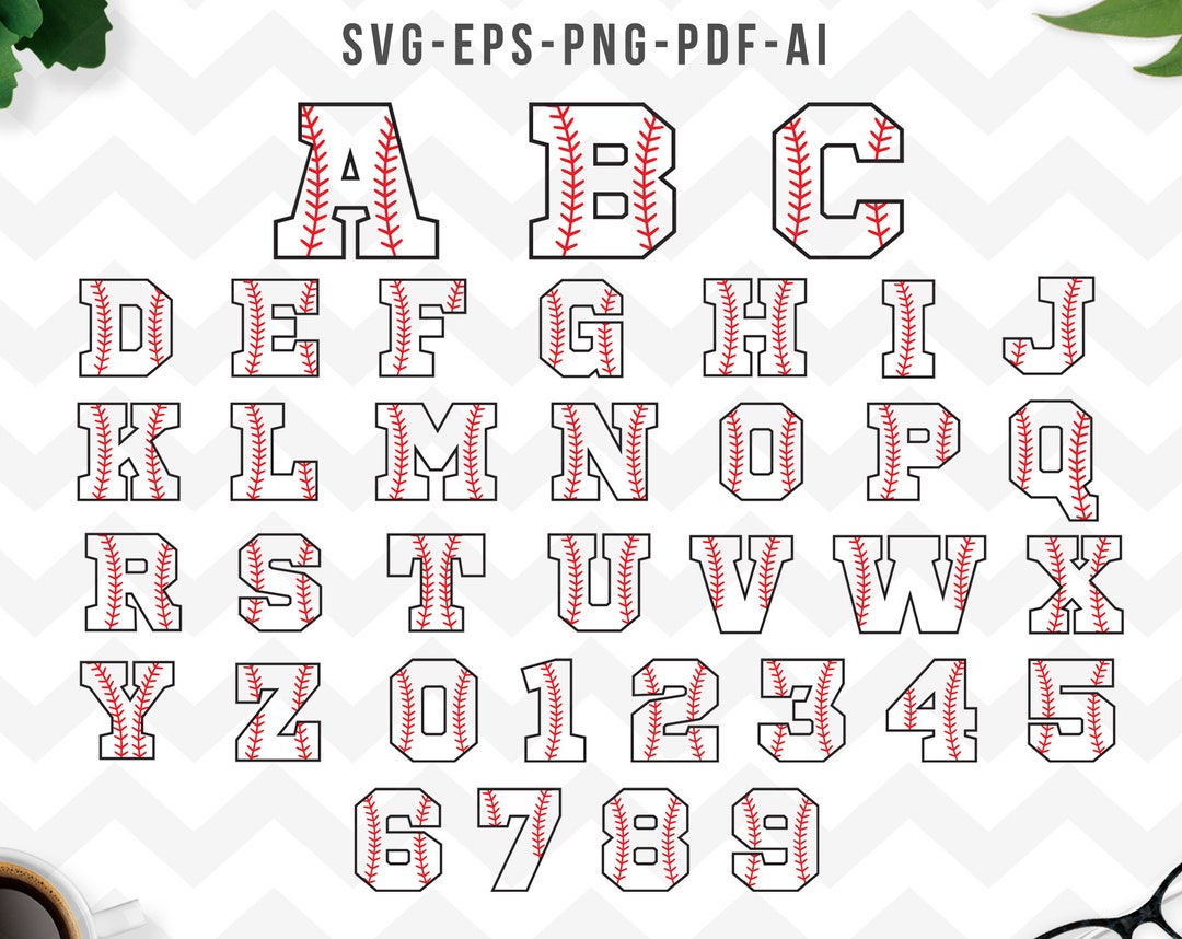 Baseball Font Svg, Baseball Alphabet Svg, Baseball Font With Stitches ...