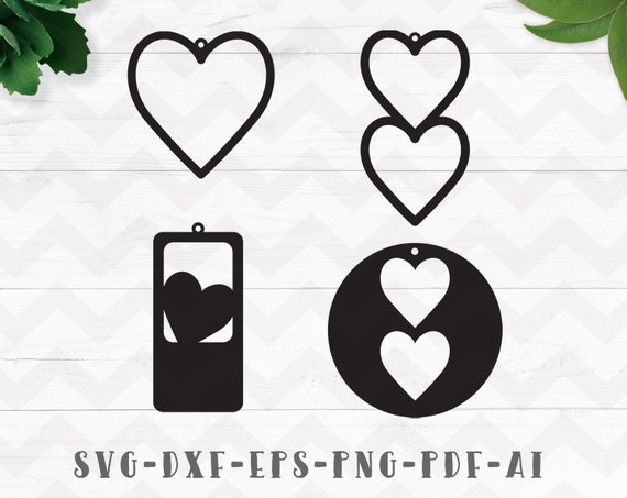 Earrings Svg Heart Earrings Svg Earrings Template Earrings | Etsy