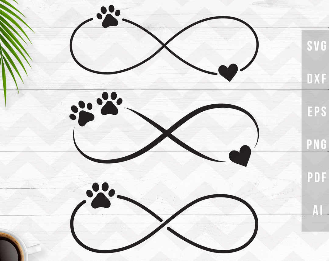 Infinity Paw With Heart Svg, Dog's Paw Svg, Heart and Paw Print ...