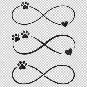 Infinity Paw With Heart Svg, Dog's Paw Svg, Heart and Paw Print ...