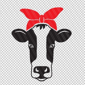 Heifer Cow With Bandana Svg, Cow Svg, Farm Svg, Cow Face Head Clipart ...