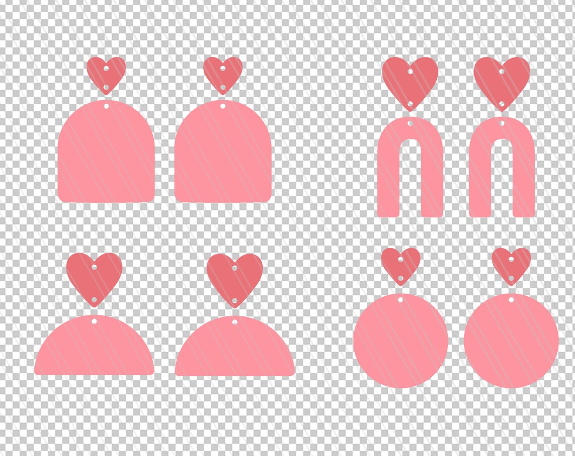 Heart Earrings Svg, Earrings Svg, Pendant Svg, Earrings Template ...