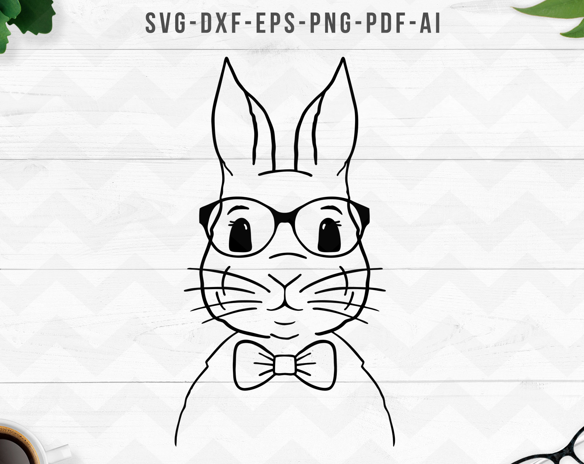 Bunny Svg Cute Bunny With Glasses Svg Rabbit With Glasses - Etsy