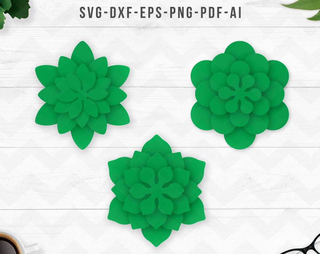Paper Succulent Template SVG, Paper Flowers SVG, Flower Cut Files ...