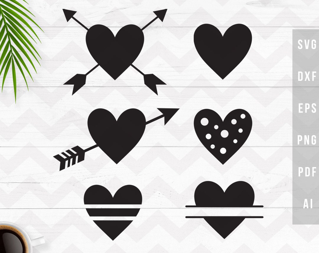 Heart SVG, Hearts Svg, Heart Monogram, Arrow Heart SVG, Heart Clipart ...