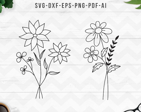 Wild Flowers Svgflower Bouquet Svg Flowers Svg Bouquet Svg | Etsy