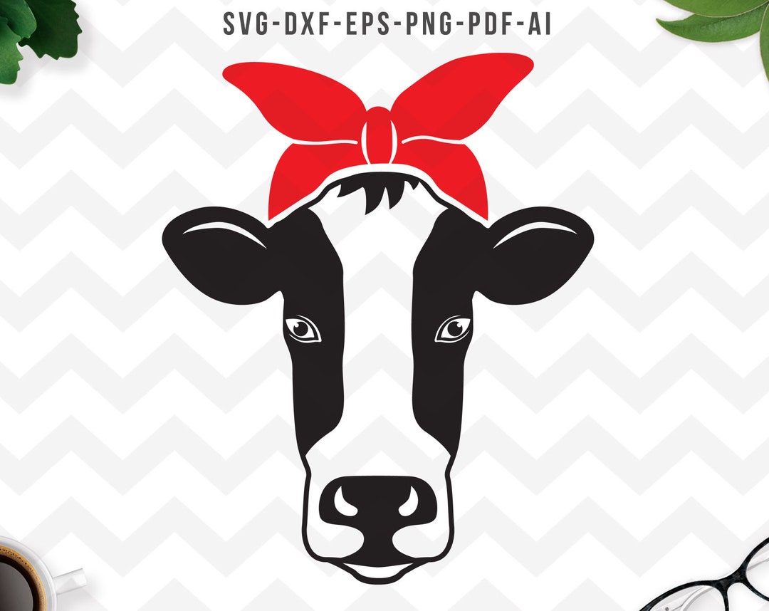 Heifer Cow With Bandana Svg, Cow Svg, Farm Svg, Cow Face Head Clipart ...