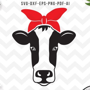 Heifer Cow With Bandana Svg, Cow Svg, Farm Svg, Cow Face Head Clipart ...