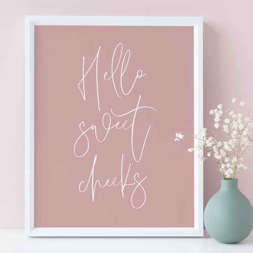 Pink Bathroom Decor Hello Sweet Cheeks Print Pink Bathroom - Etsy