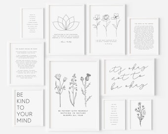Set of 6 Mental Health Prints, Psychology Posters, Printable Wall Art ...