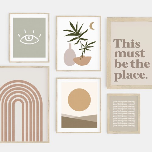 Gallery Wall Set Neutral Prints Earth Tone Wall Art Boho | Etsy