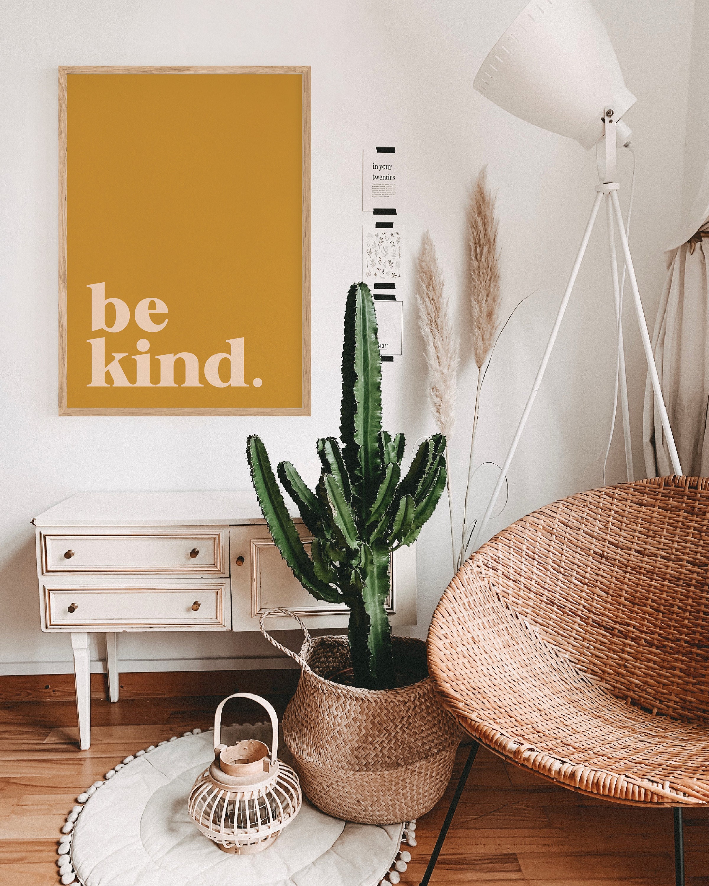 Be Kind Print Mustard Wall Art - Etsy