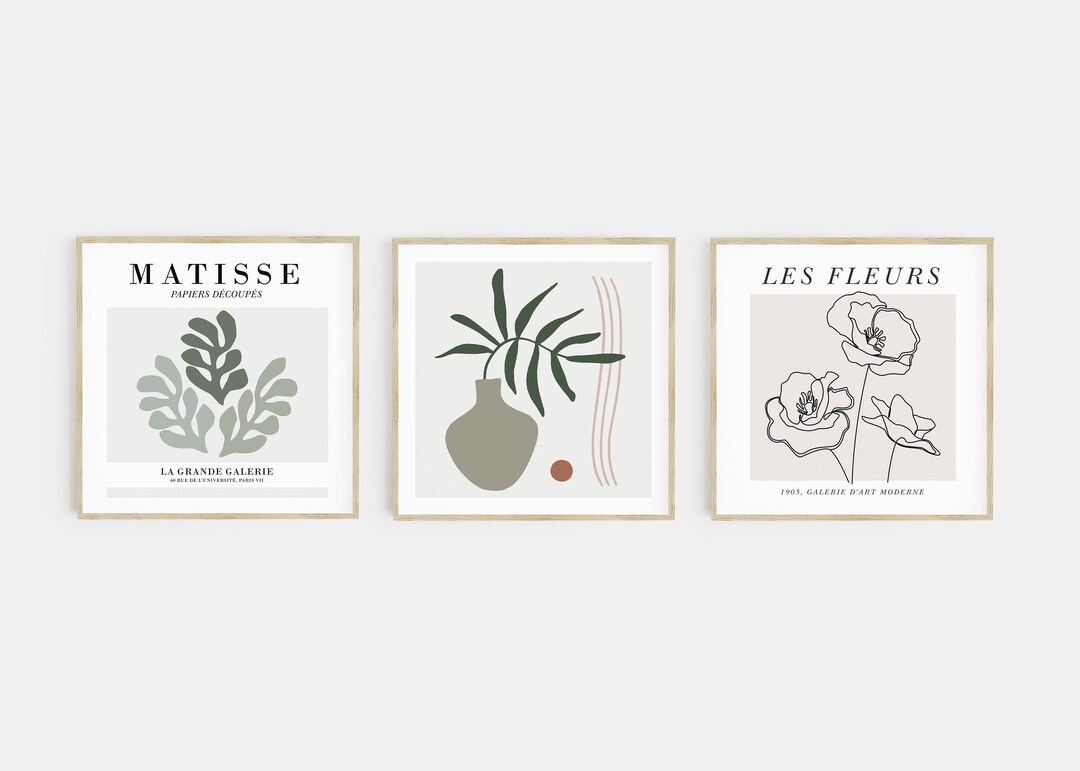 Square Print Set of 3 | Square Prints Matisse Print Set | Square Wall ...