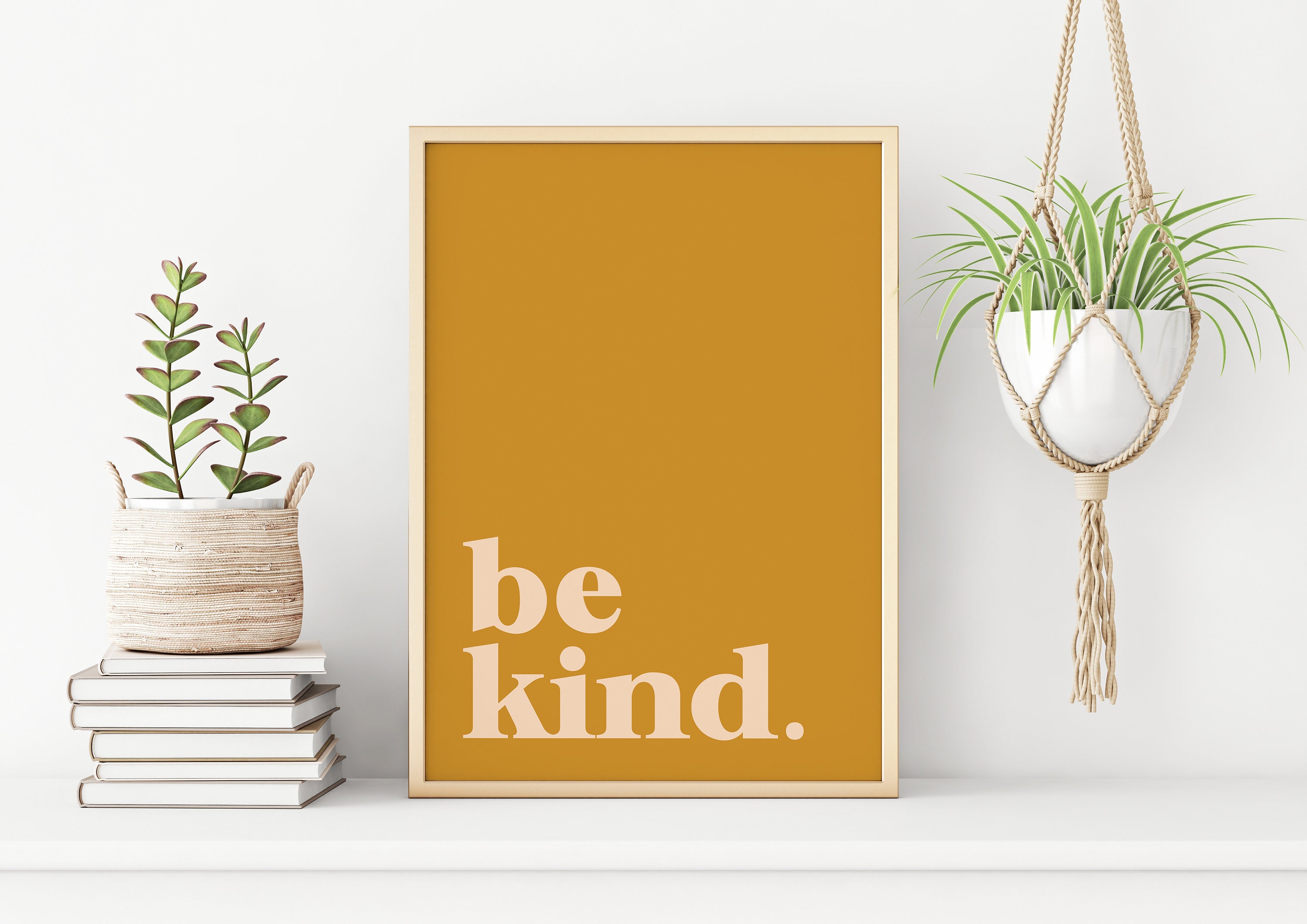 Be Kind Print Mustard Wall Art - Etsy