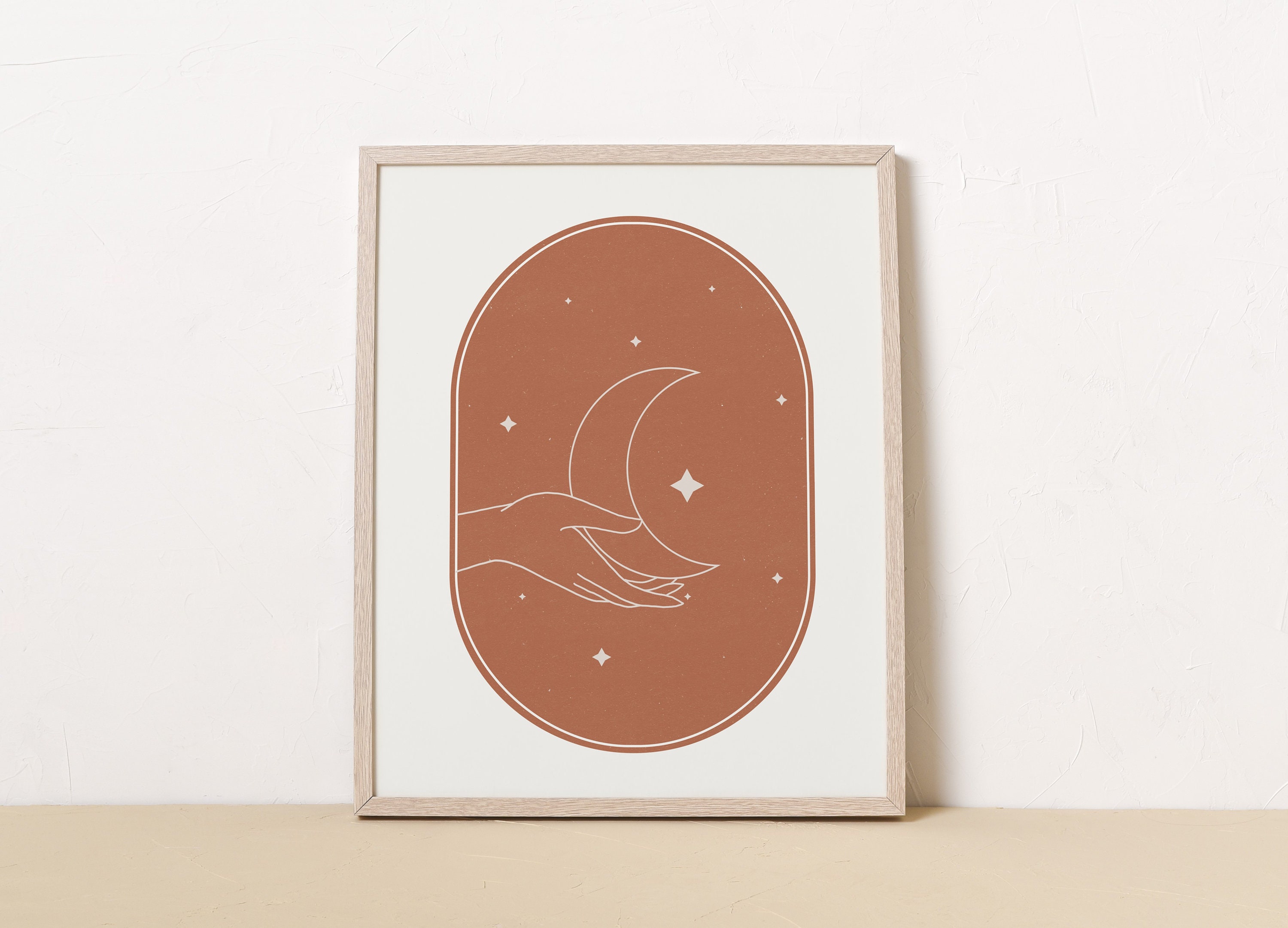 Boho moon art print boho art print | Etsy