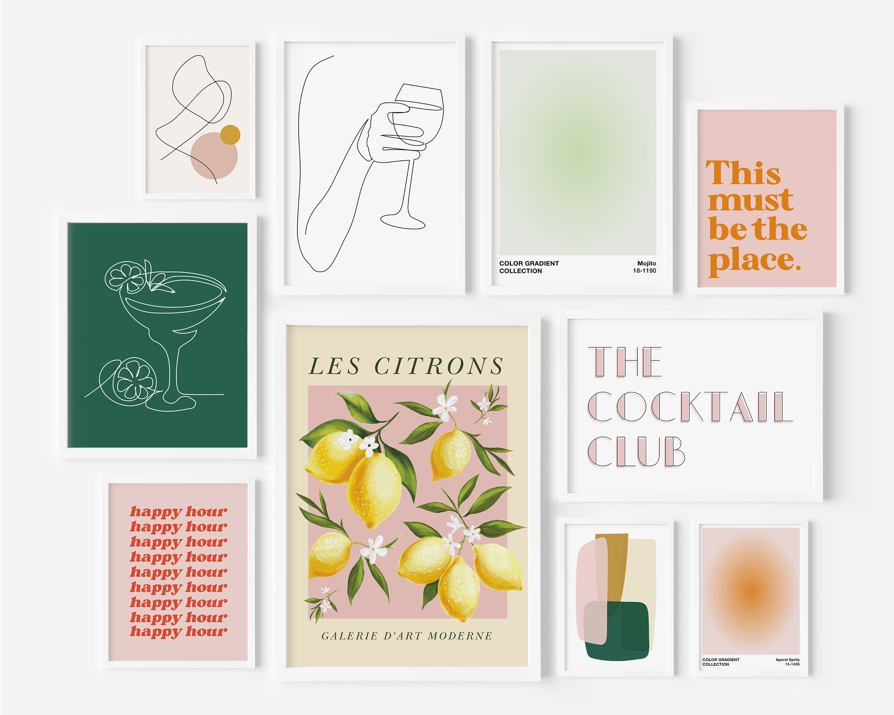 Bar Cart Decor Cocktail Poster Set Gallery Wall Special - Etsy