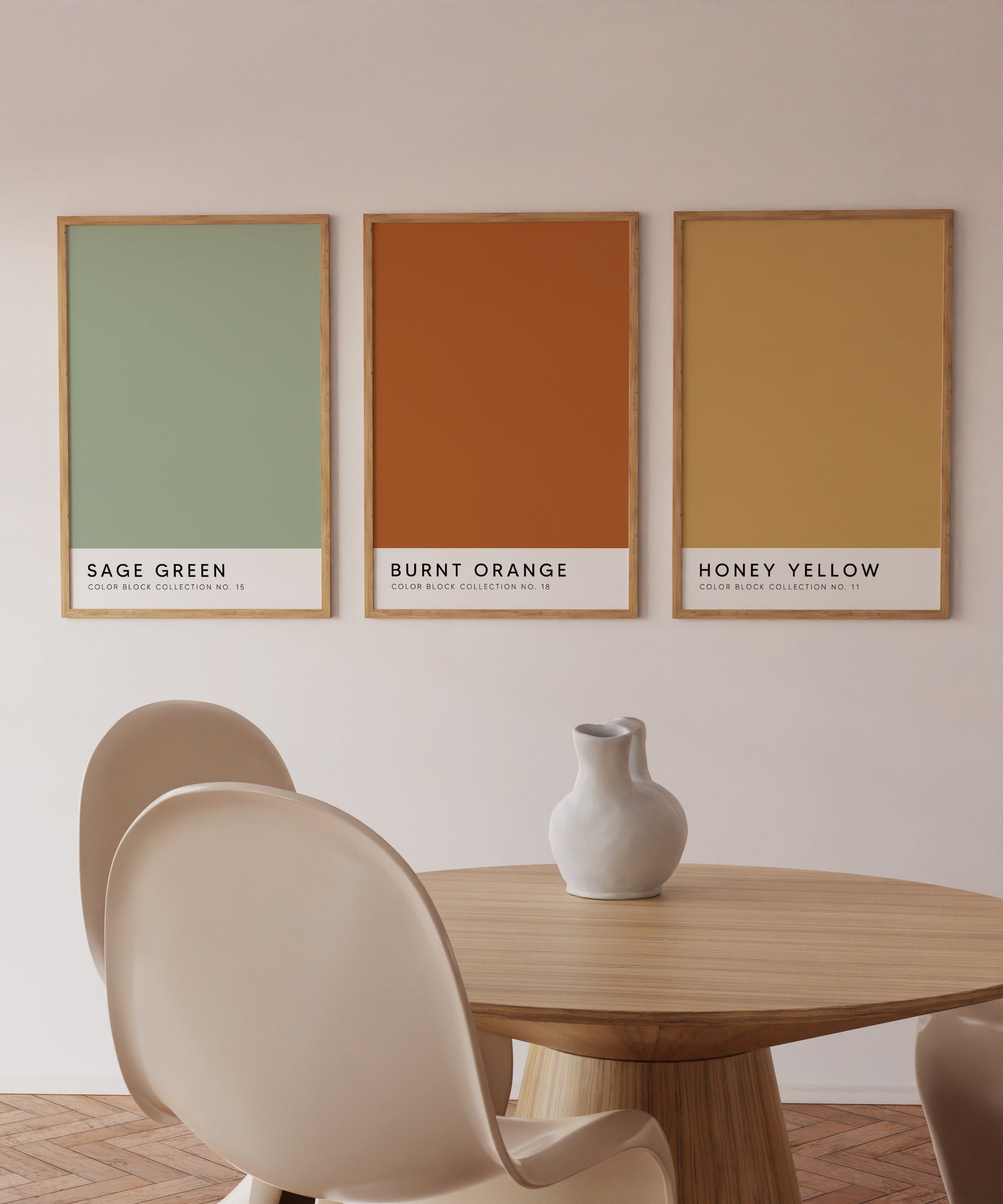 Burnt Orange and Sage Green Wall Art Color Block Art - Etsy