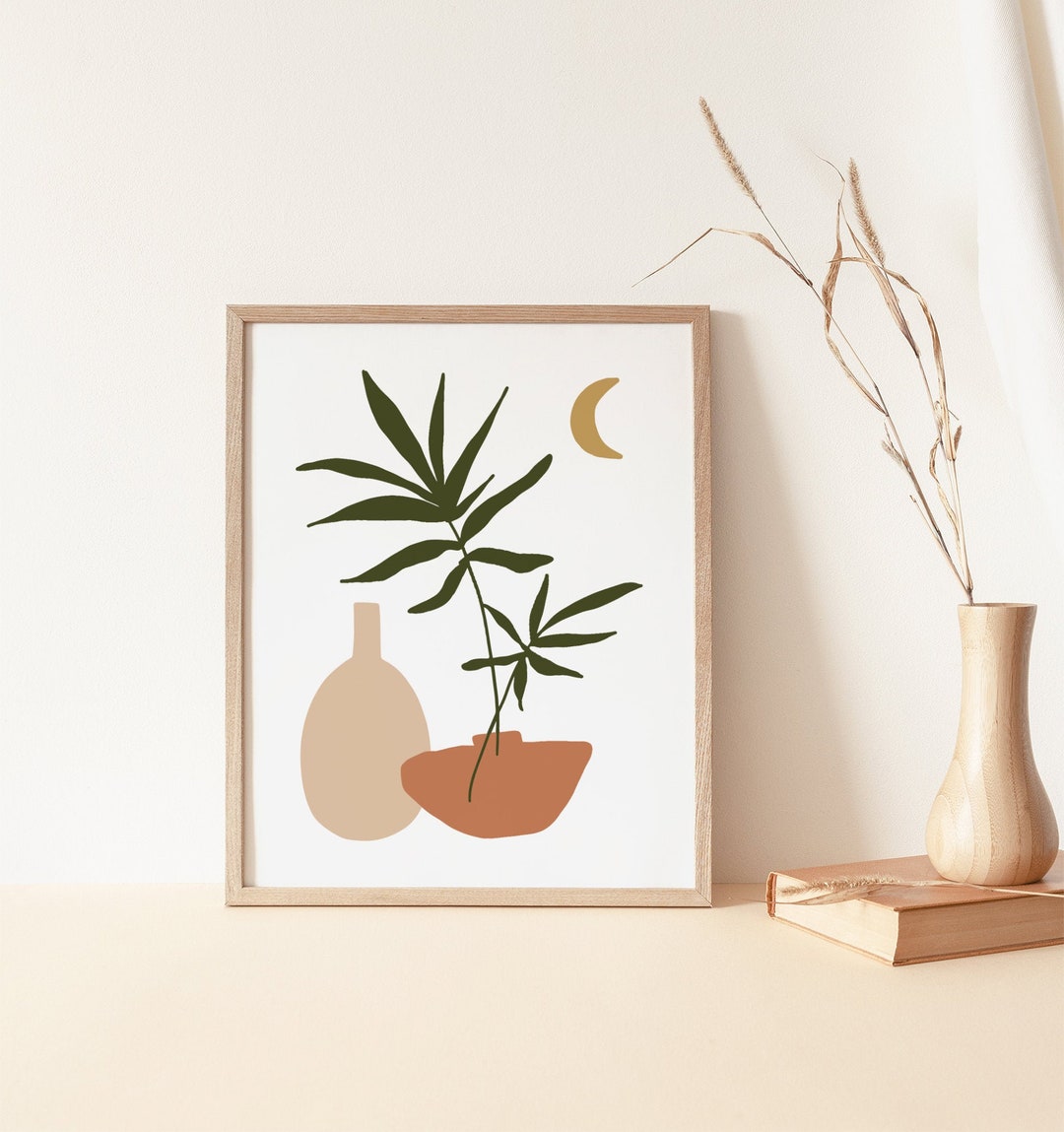 Botanical Boho Art Print | Earth Tone Print - Etsy