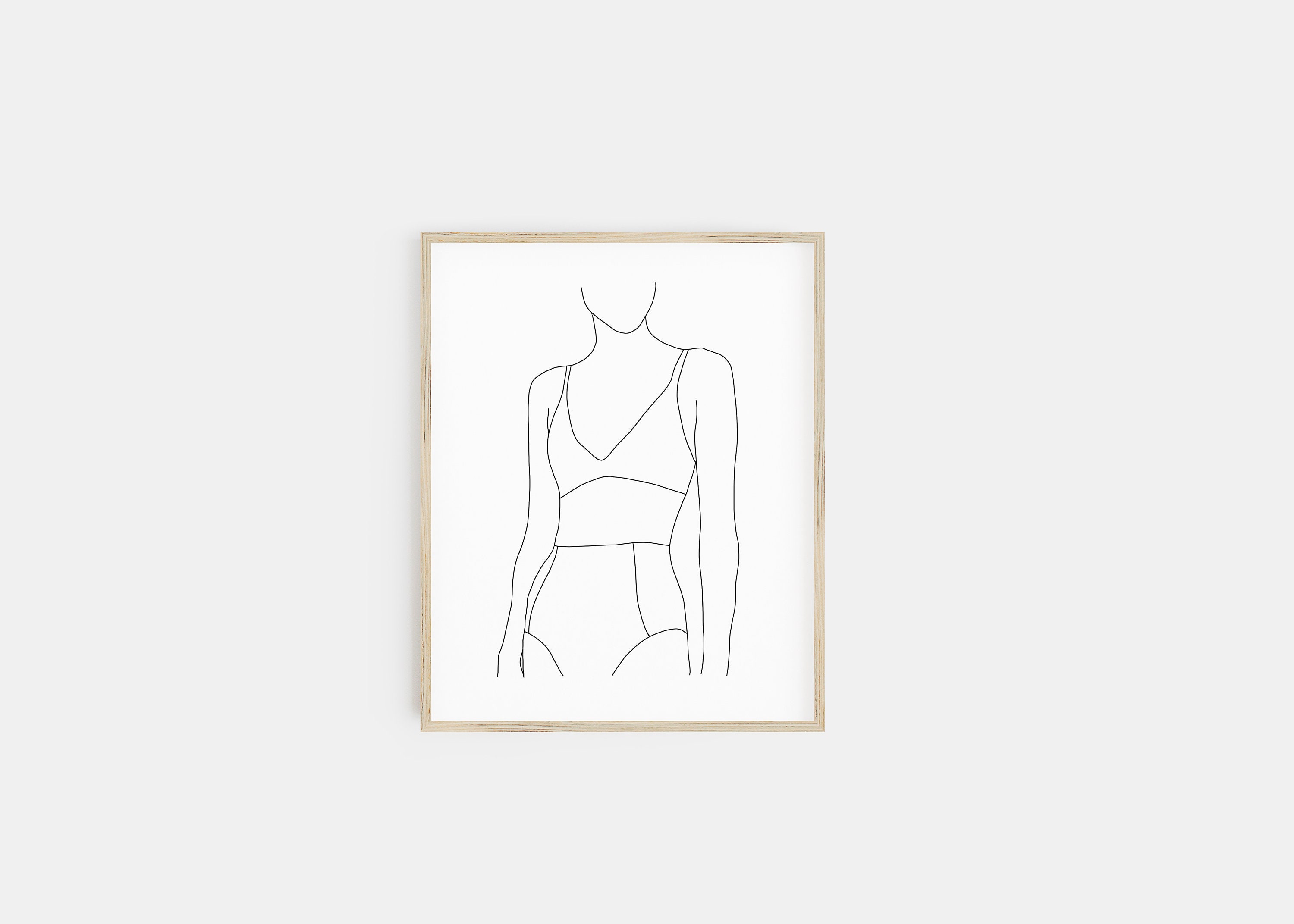 Female line art set line art set of 3 female body print | Etsy