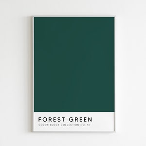 Color Block Art | Green Wall Art | Forest Green Print - Etsy