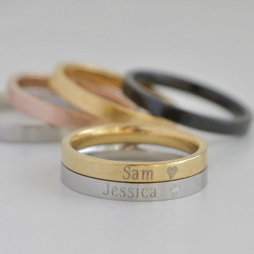Couple Rings. Boyfriend Girlfriend Custom Gift. Personalized - Etsy