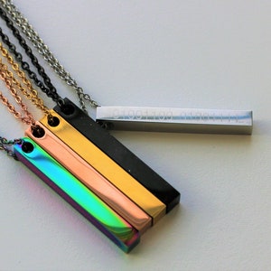 Binary Code Engraved Custom 3D Bar Pendant. Binary Code Geek Jewelry Gift. Math Computer Coding ...