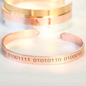 Binary Code Engraved Custom Bracelet. Binary Code Geek Jewelry Gift ...