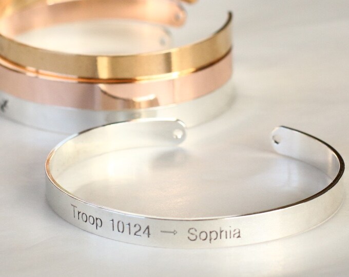Girl Scout Engraved Custom Bracelet. Girl Scout Jewelry. Troop Gift ...