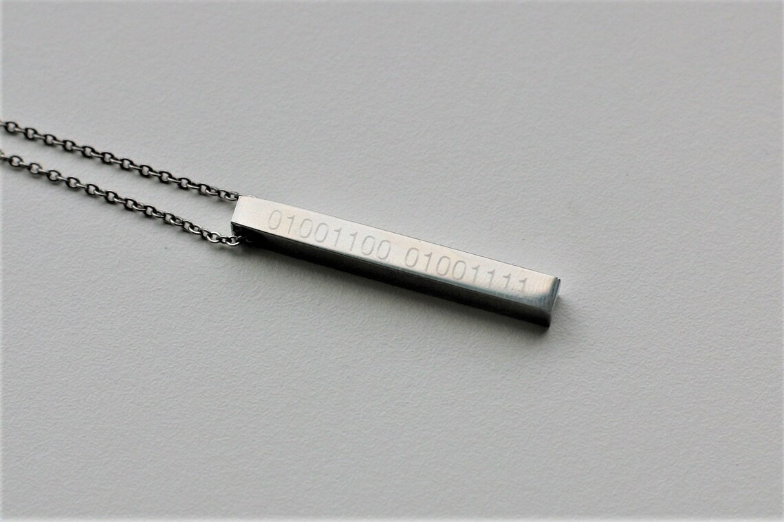 Binary Code Engraved Custom 3D Bar Pendant. Binary Code Geek - Etsy
