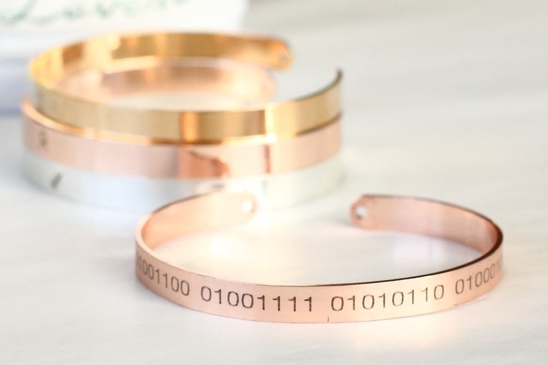 Binary Code Engraved Custom Bracelet. Binary Code Geek Jewelry - Etsy
