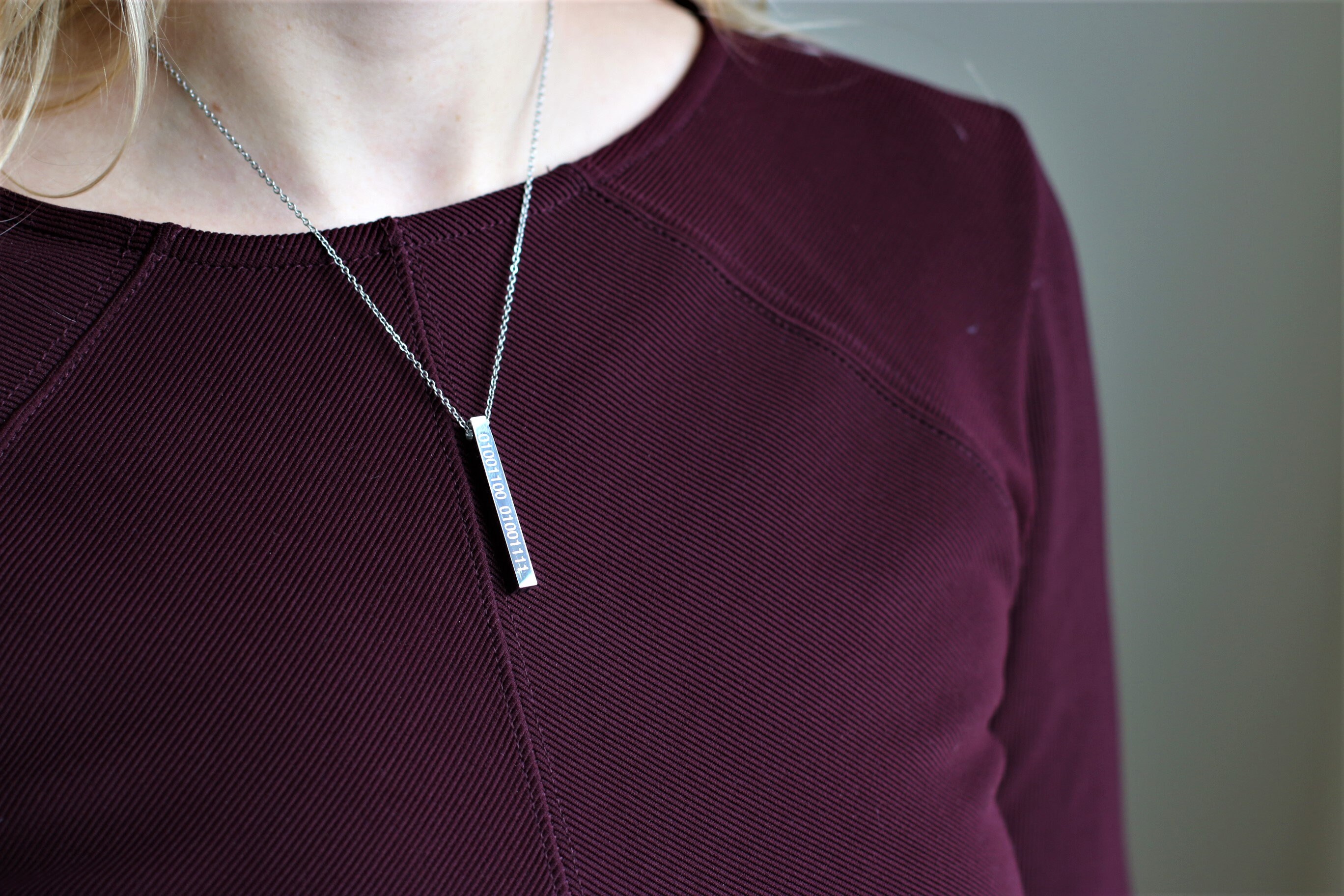 Binary Code Engraved Custom 3D Bar Pendant. Binary Code Geek - Etsy