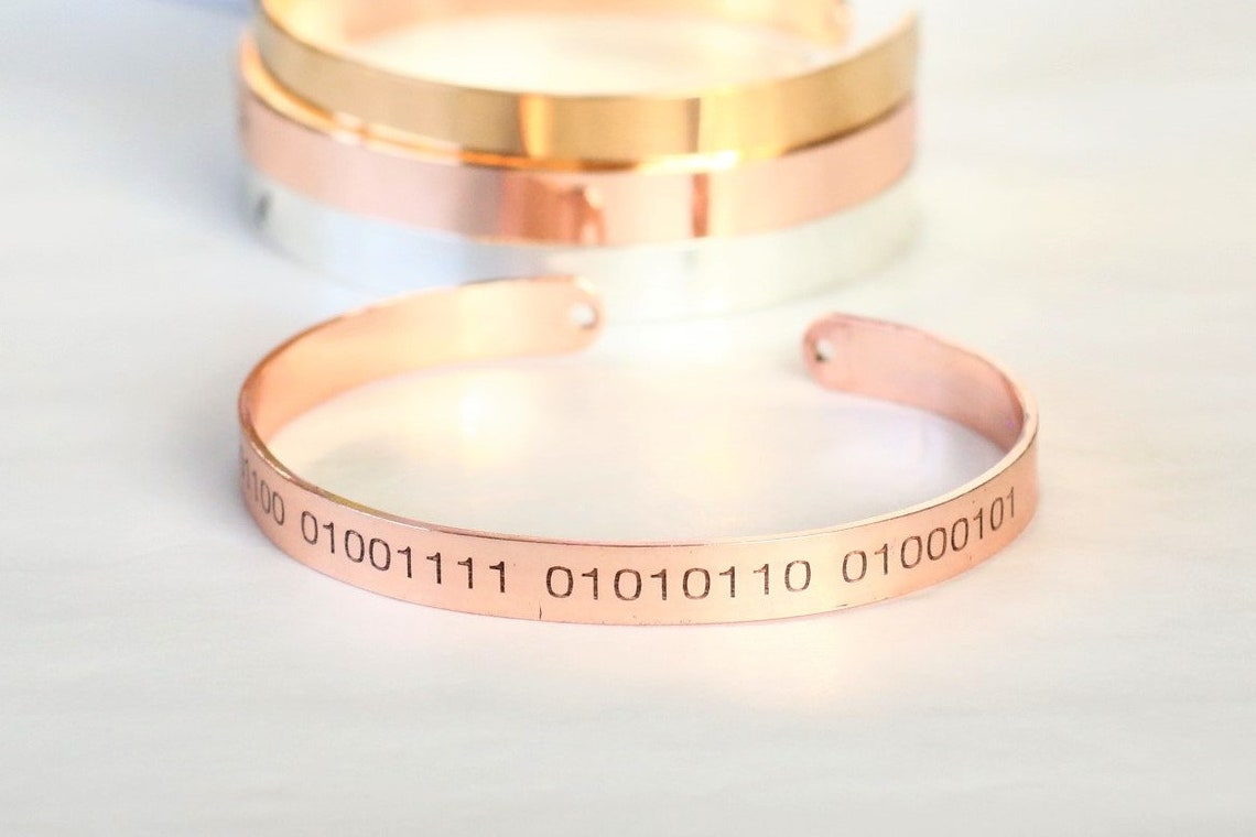 Binary Code Engraved Custom Bracelet. Binary Code Geek Jewelry - Etsy