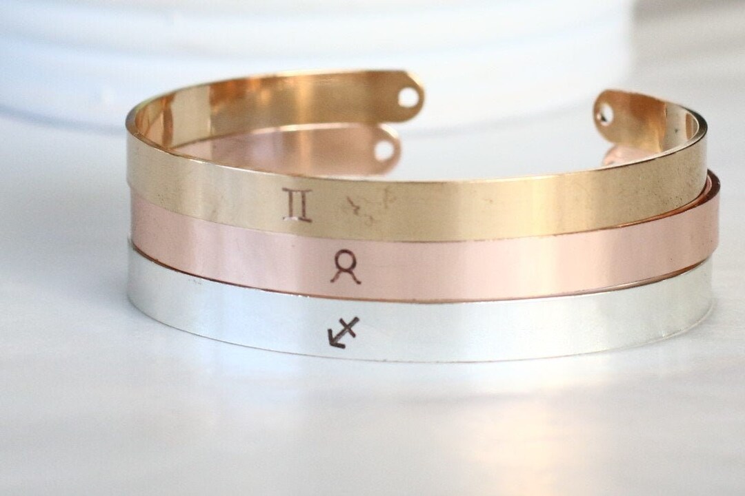 Zodiac Signs Engraved Bracelet. Birthday Month Inspirational - Etsy