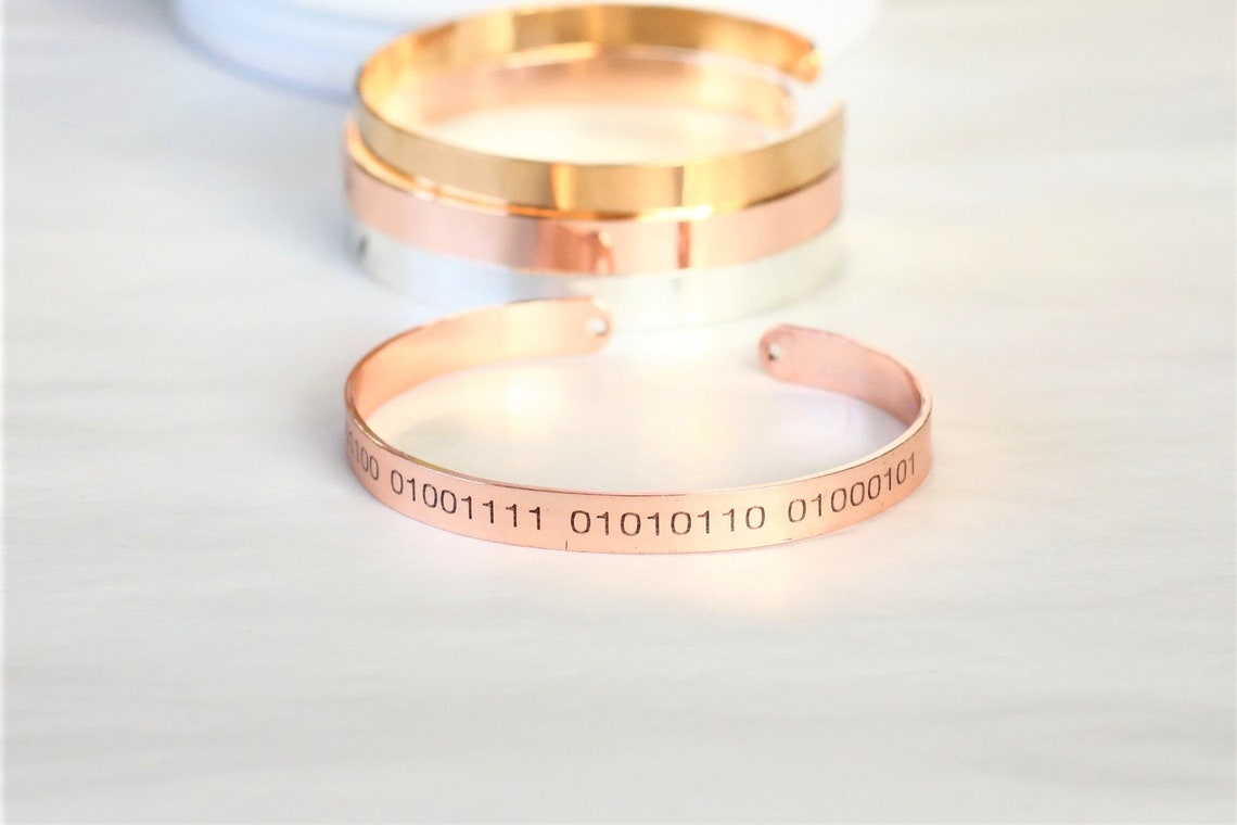 Binary Code Engraved Custom Bracelet. Binary Code Geek Jewelry - Etsy