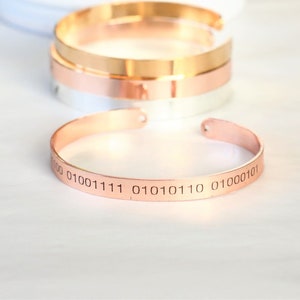 Binary Code Engraved Custom Bracelet. Binary Code Geek Jewelry Gift ...