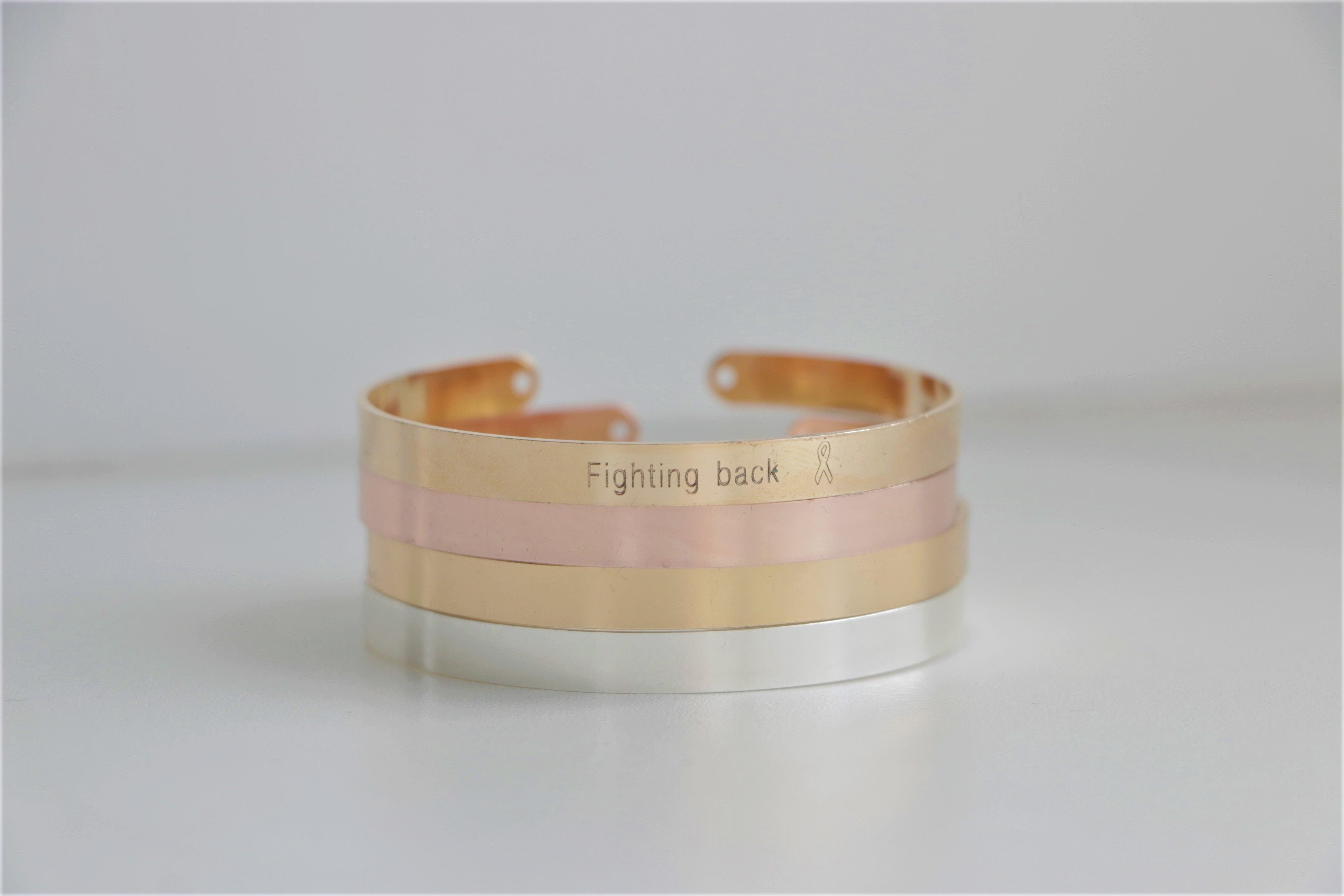 Fighting Back. Inspirational Bracelet. Stay Strong Cuff. - Etsy
