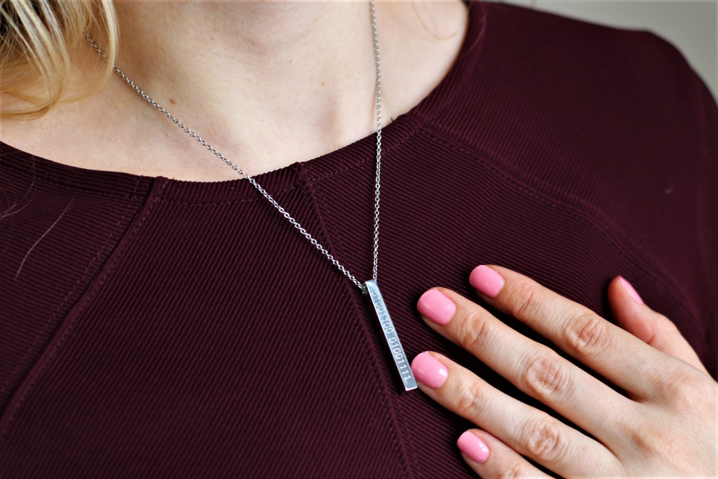 Binary Code Engraved Custom 3D Bar Pendant. Binary Code Geek - Etsy