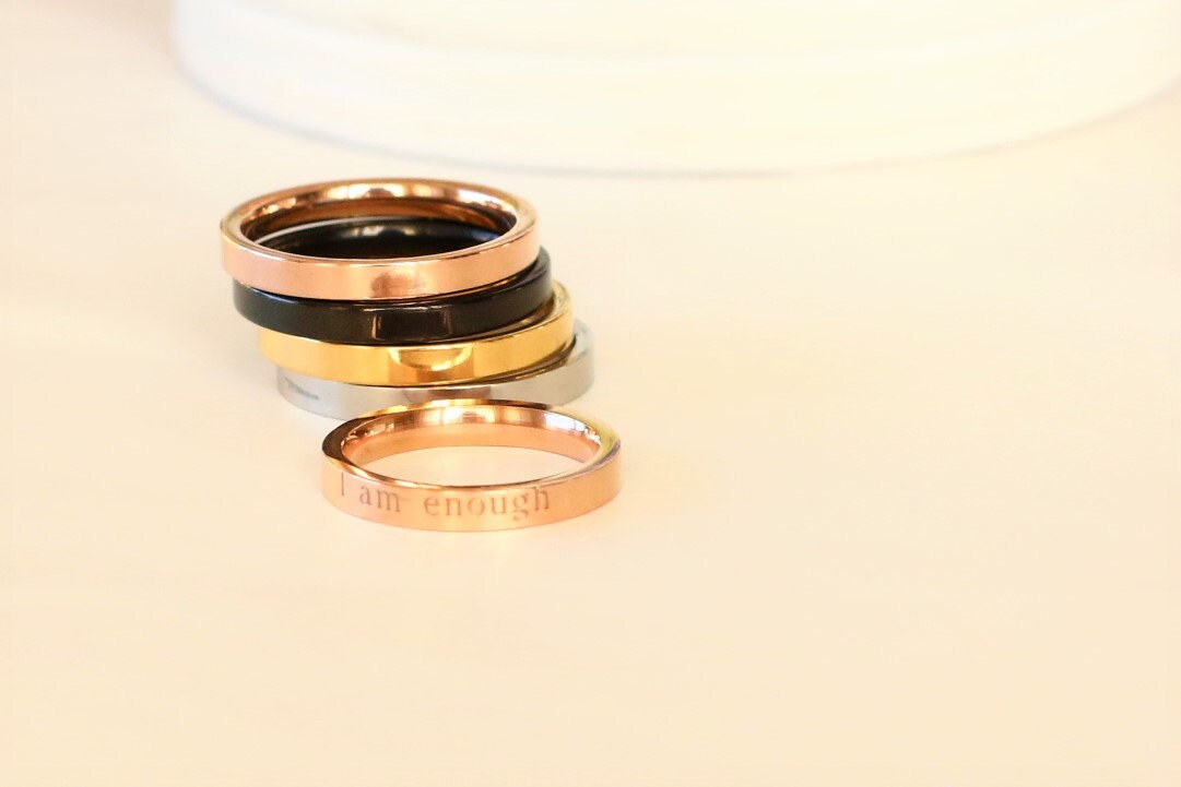 Rose gold i am enough ring store