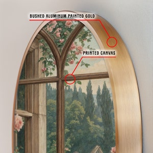 Arched Wall Art, Rose Garden Window Illusion, Floral Cottagecore Decor ...