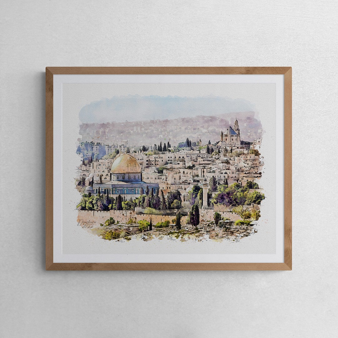 Jerusalem Watercolor Print, Museum Quality Artful Wall Decor Printed ...