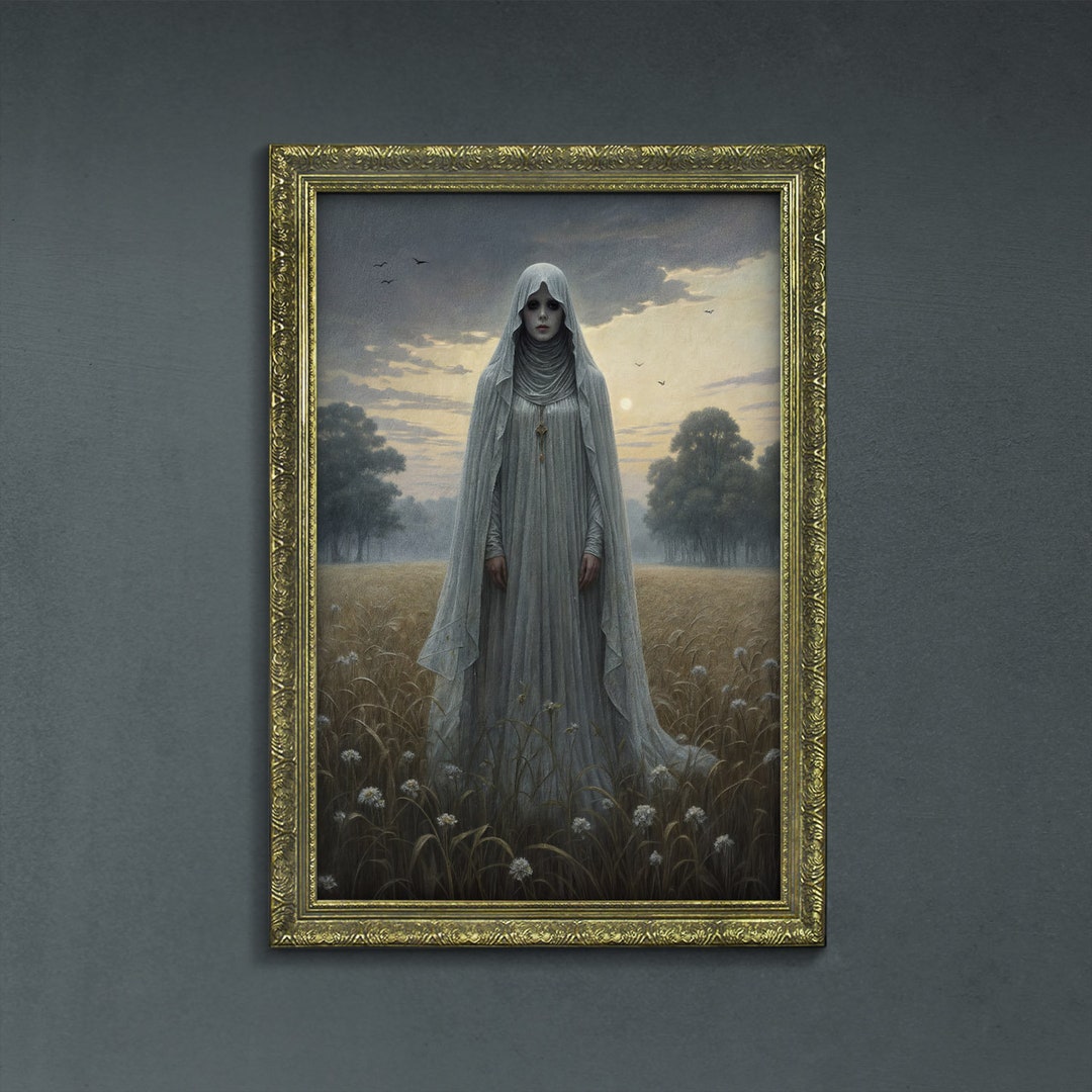 Moody Dark Wall Art, Sad Ghost Portrait, Dark Academia Decor, Rustic ...