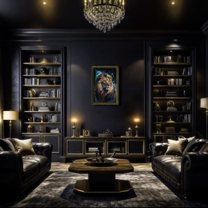Moody Dark Wall Art, Zodiac Sign Leo, Celestial Dark Academia Decor ...