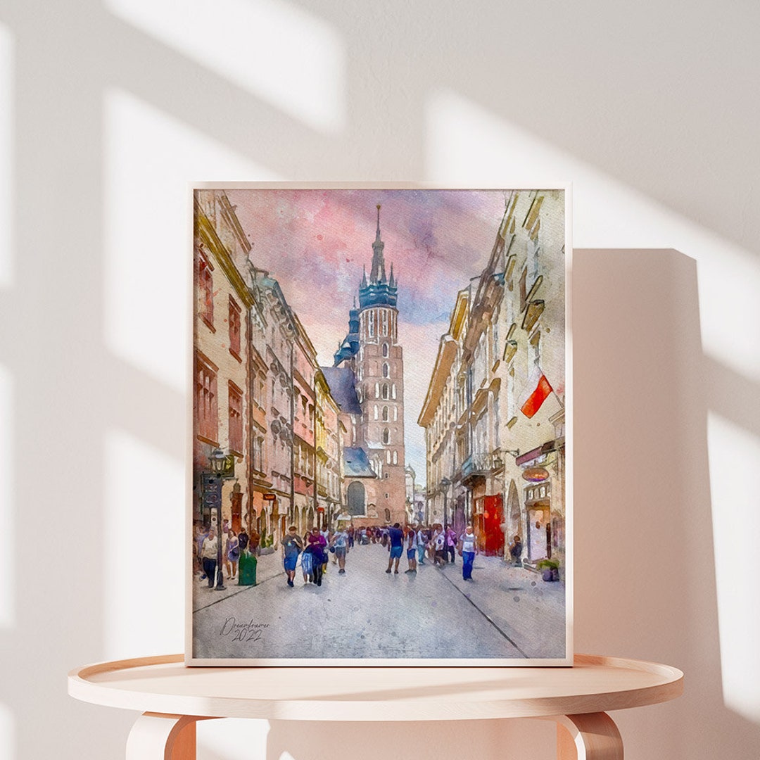 Krakow Watercolor Print Poland Art Premium Quality Travel Poster Artful ...