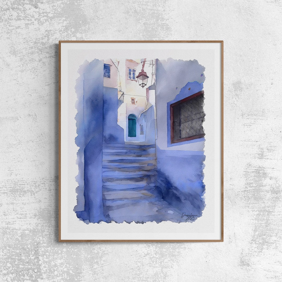Artful Morocco Print, Moroccan Wall Art, Moroccan Blue City Chaouen ...