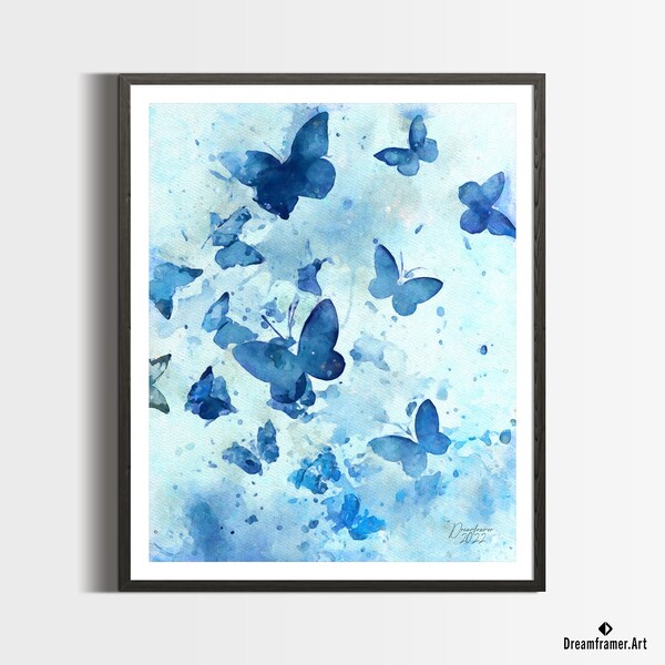 Blue Butterfly Print - Etsy