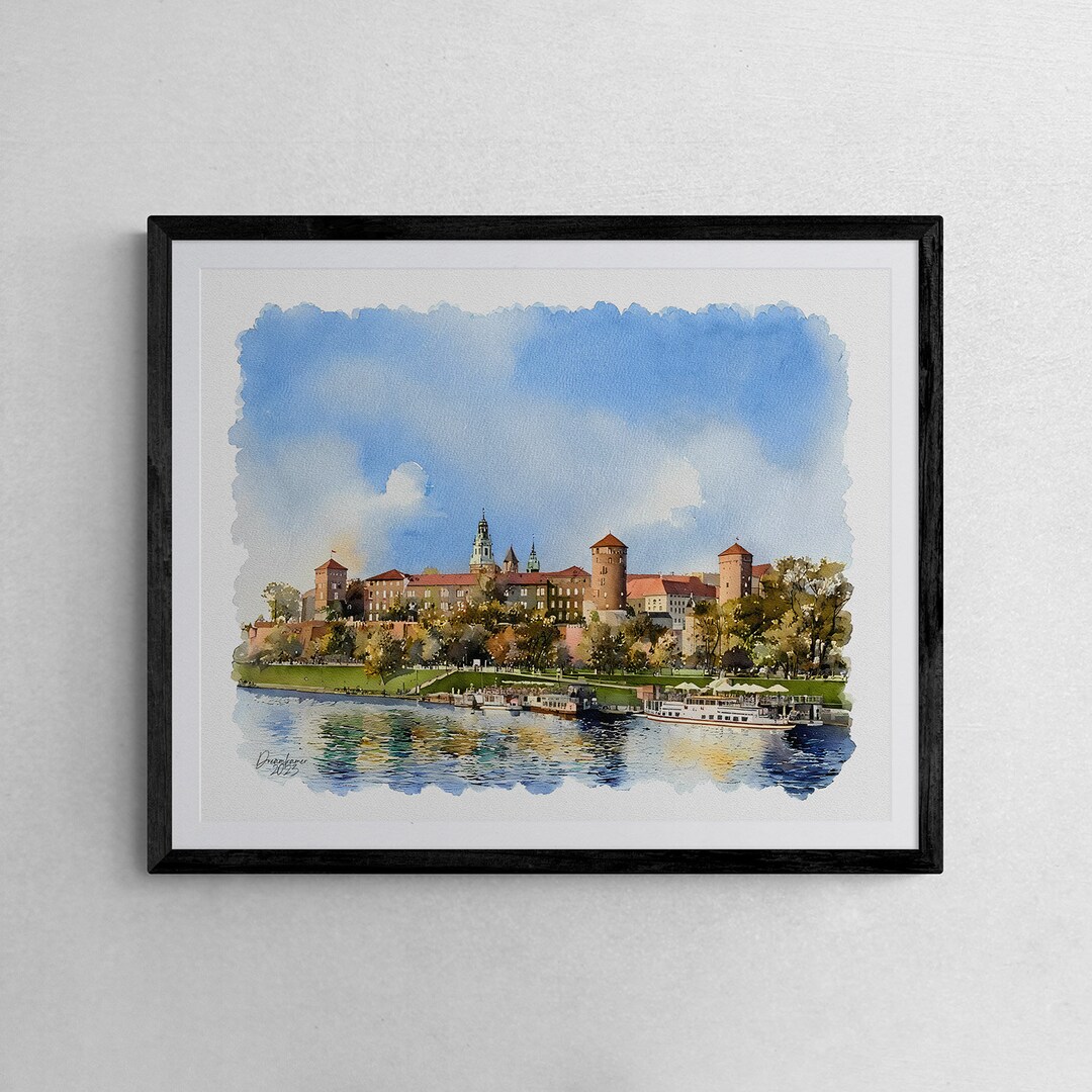 Wawel Castle Krakow Poland Watercolor Print, Museum Quality Artful Wall ...
