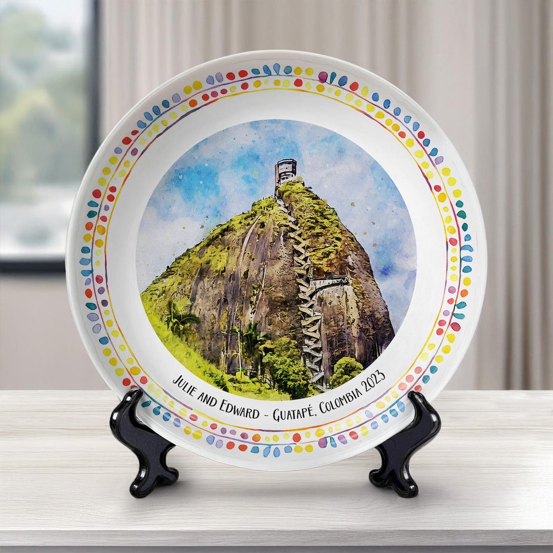 Custom Ceramic Plate, Guatape Colombia, Personalized Decorative Ceramic ...