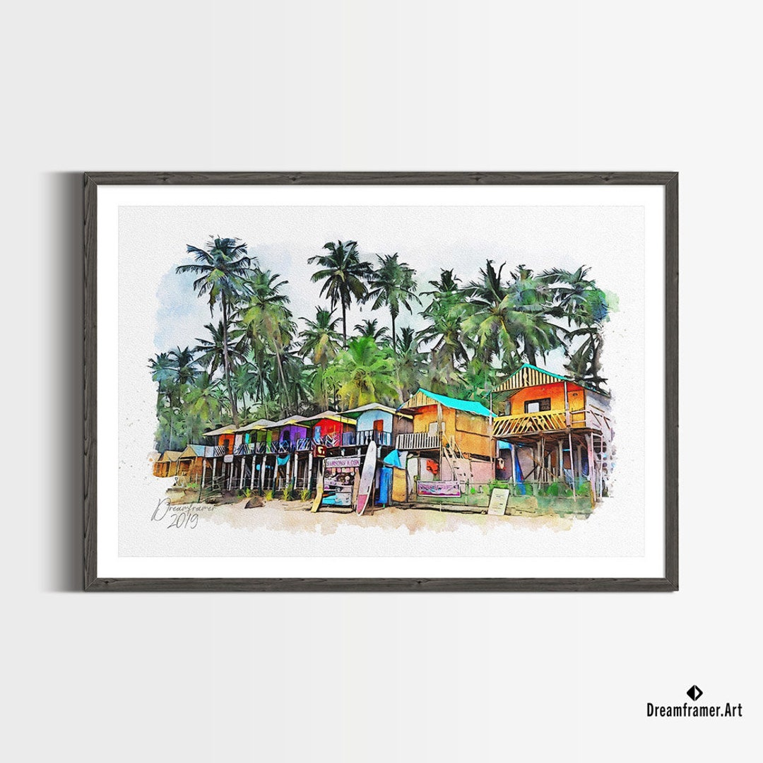 Beach in Goa Watercolor Print India Art Premium Quality Travel Poster ...